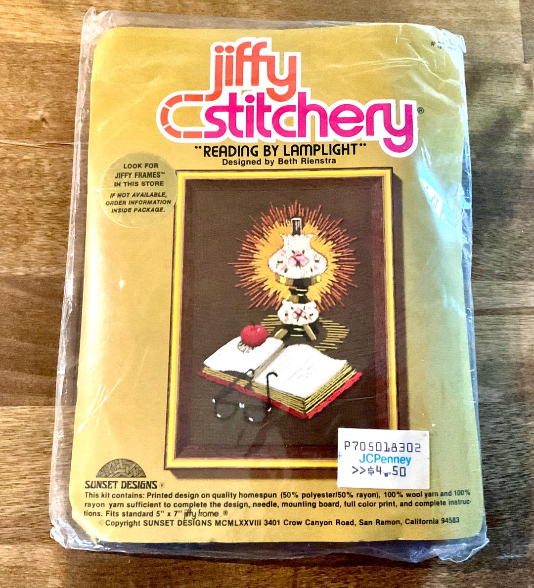 Vintage Jiffy Stitchery Cross Stitch Kit “reading by Lamplight ...