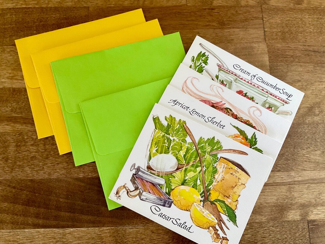 Vintage ( Unused ) Recipe Notecards, 4 Different Recipes, by Current ...