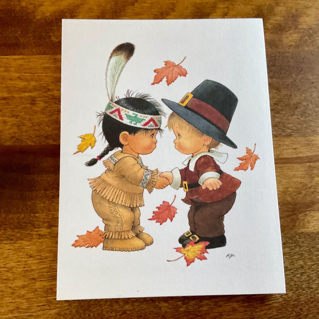 Vintage unused Ruth Morehead Thanksgiving Greeting Card, Native ...