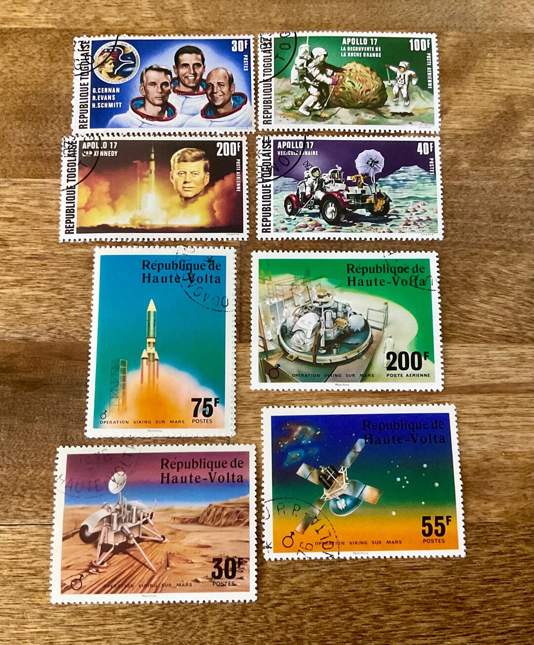 Vintage Space Stamps, Apollo 17 Moon Mission, Set of 8, Copyright 1970s ...