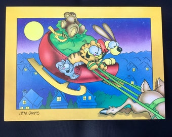 Garfield Christmas Card | Etsy