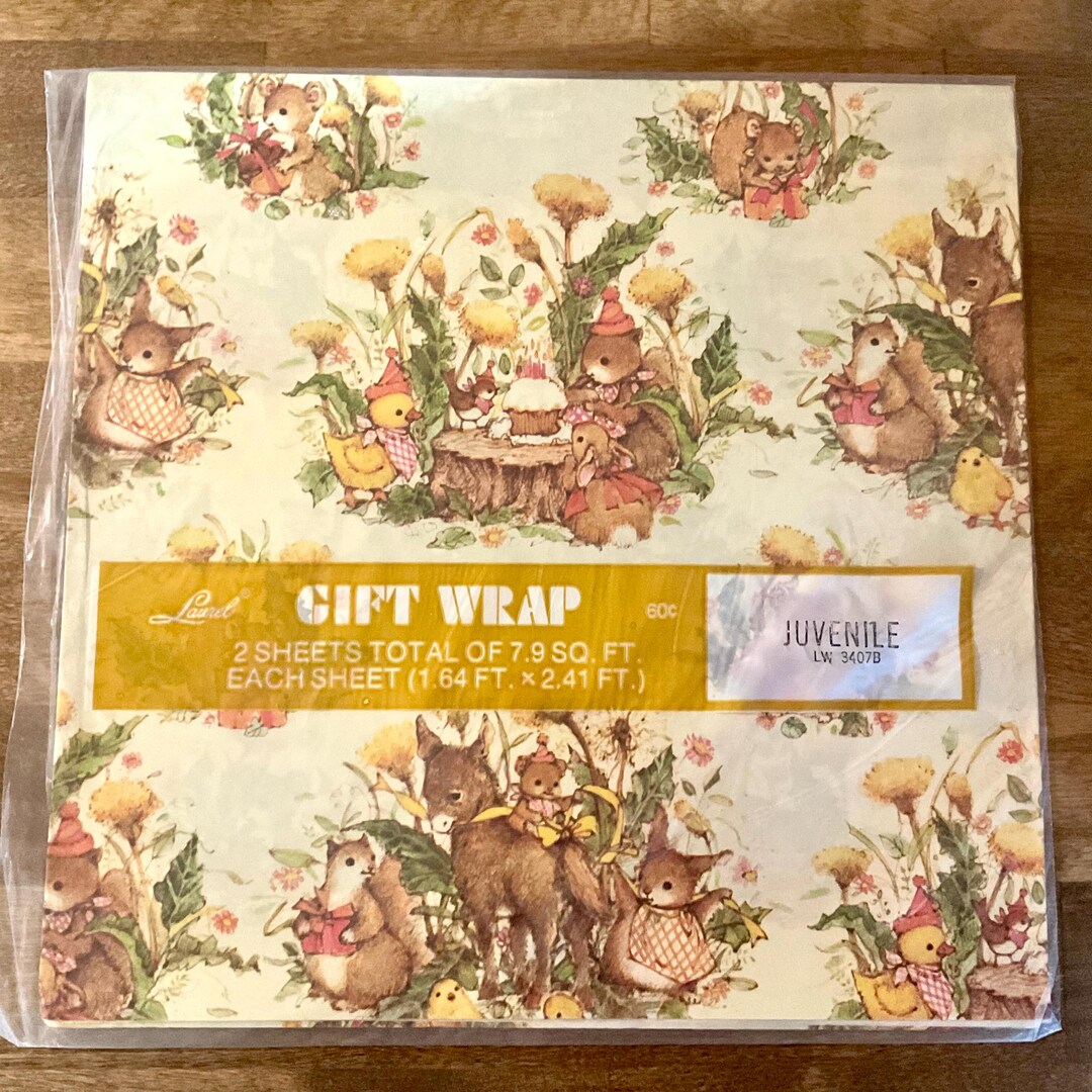 Vintage General Wrapping Paper, Animal Friends, by Laurel, Unopened ...