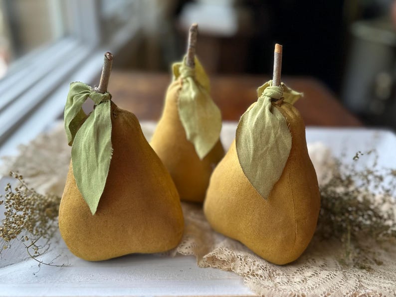 Primitive Harvest Fabric Pear, Handmade Autumn Farmhouse Decor, Dark ...