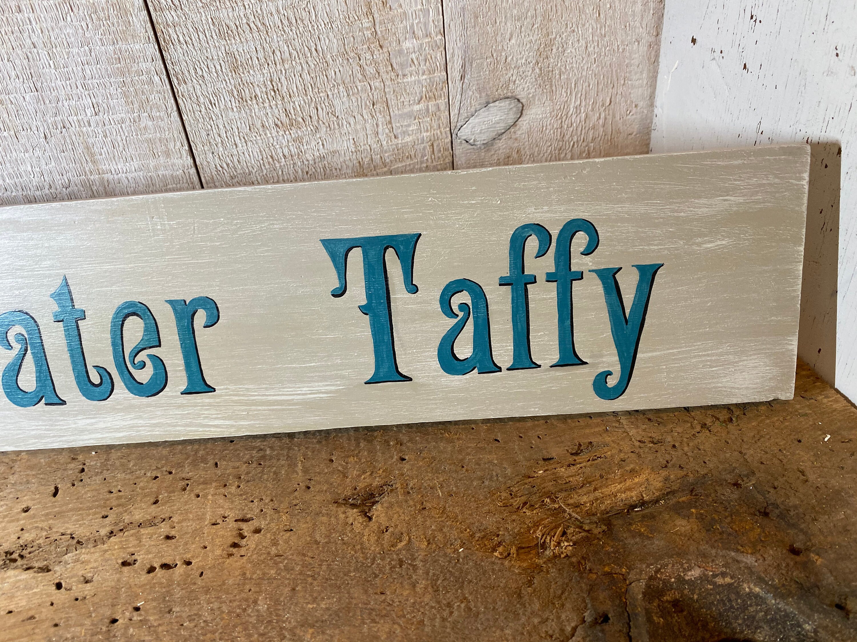 Hand-Painted Distressed Salt Water Taffy Sign Country Sign on | Etsy