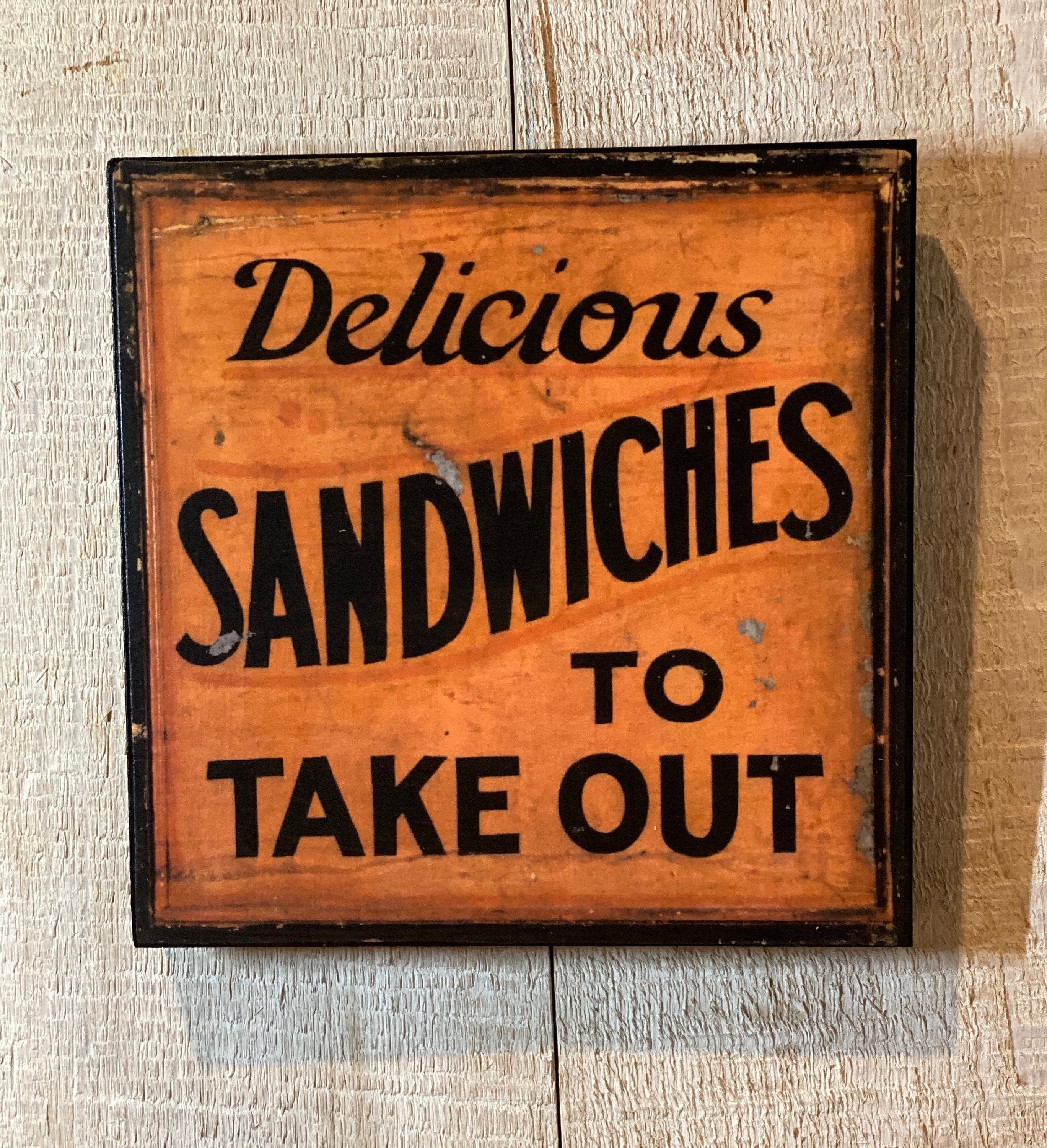 Retro Wood Sandwich Take Out Sign, Kitchen Wall Art, Decoupaged ...
