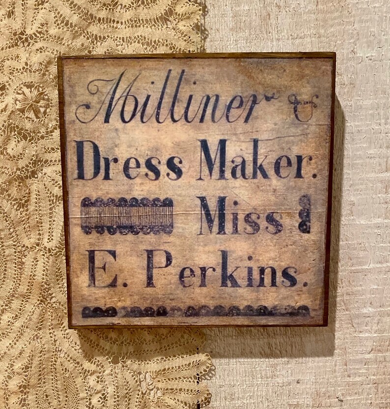 Milliner and Dress Maker Sign on Reclaimed Barn Wood, Decoupage ...