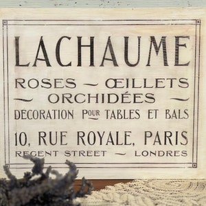 French Florist Shop Sign, LACHAUME Paris Sign on Salvaged Pine Wood ...