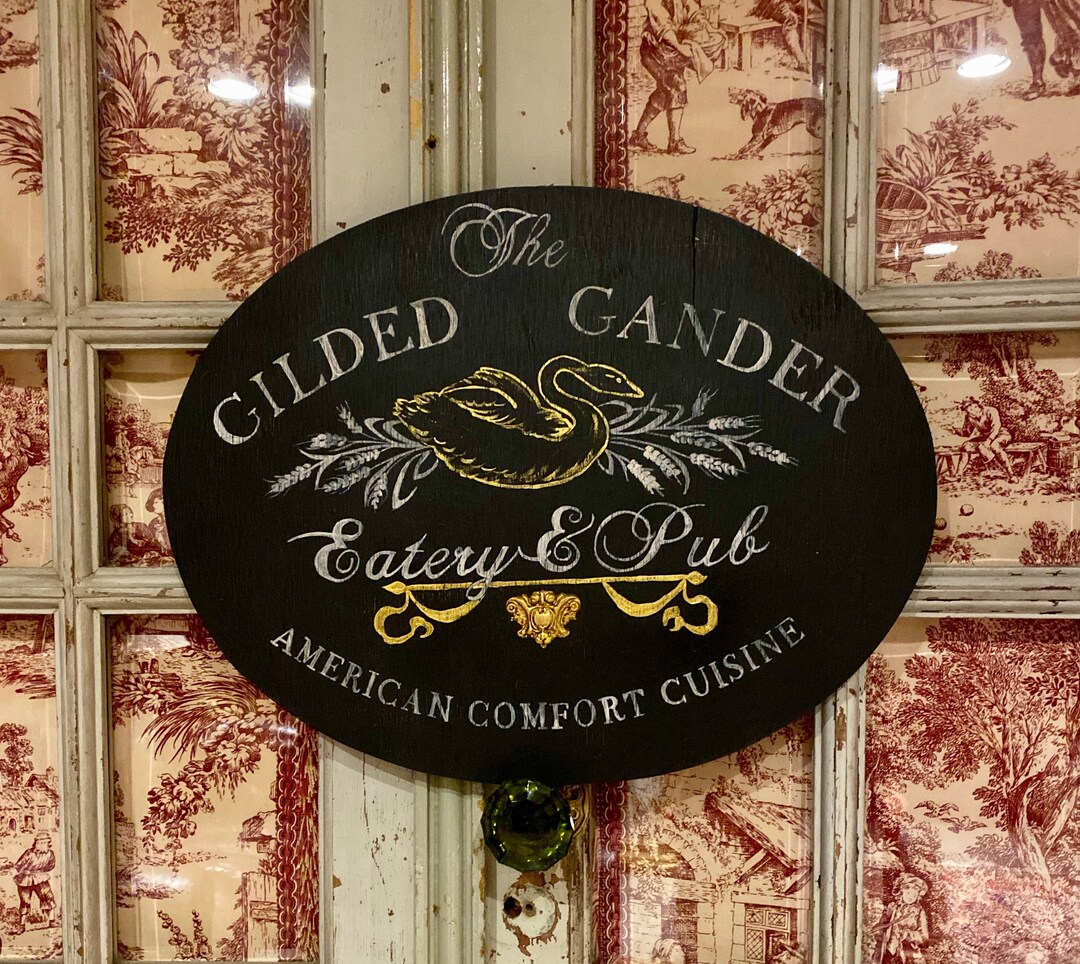 Gilded Gander Black Bistro Sign, Provence Decor, Oval Country Tavern ...