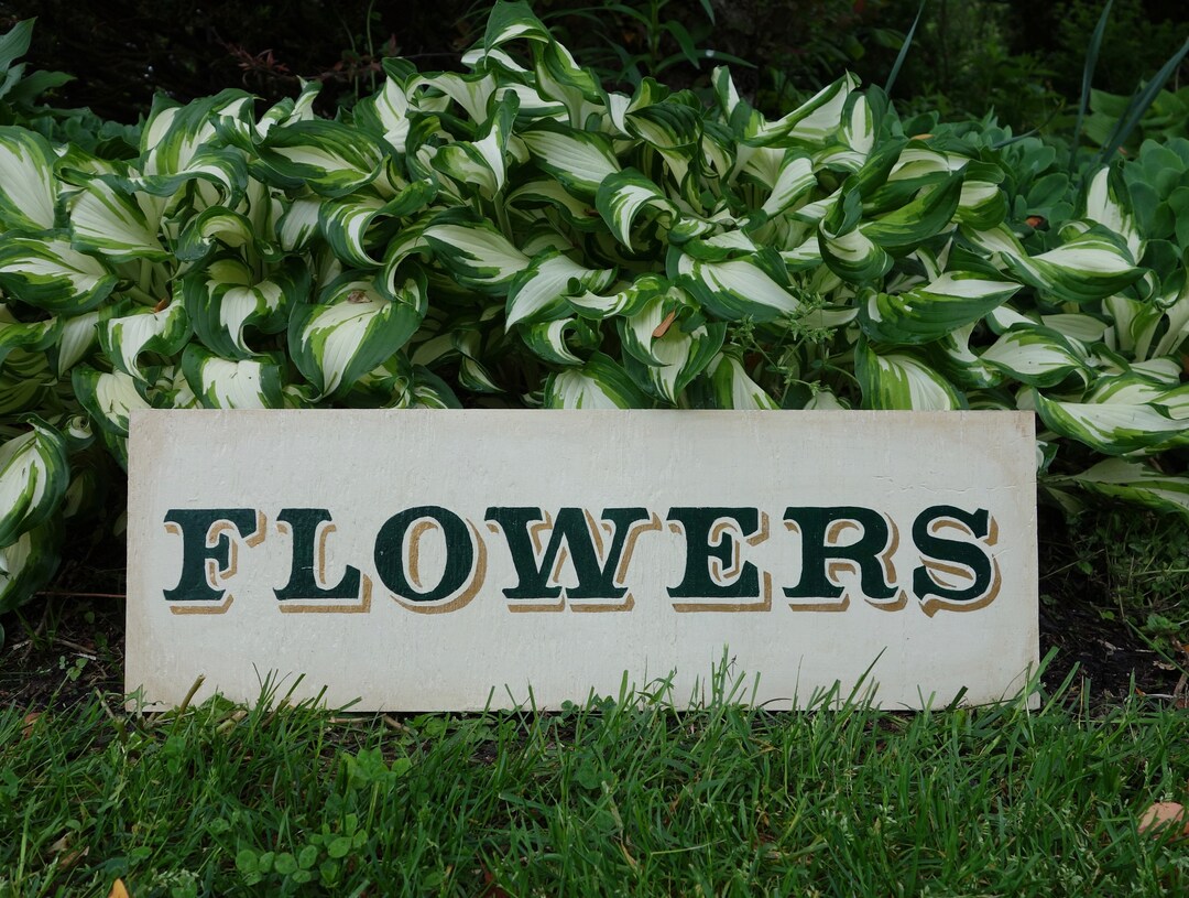 English Country Flower Shop Sign on Salvaged Wood, Hand Painted ...