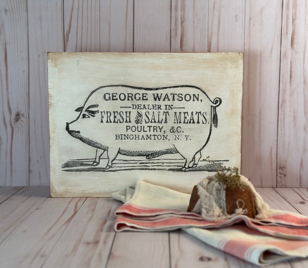 Farmhouse Kitchen Pig Sign, Vintage Typography Primitive Country ...