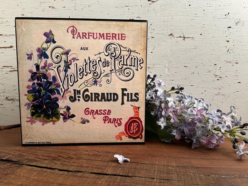 Vintage Style French Violet Perfume Sign, Bathroom Decor, Decoupaged ...