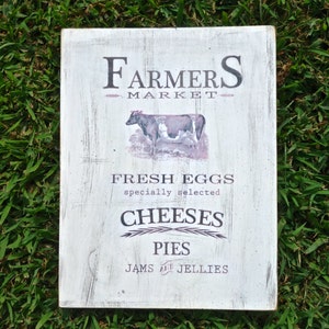 Farmers Market Kitchen Sign, Farmhouse Decor, Primitive Country Vintage ...