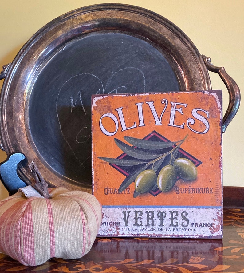 Vintage Style Olive Sign French Kitchen Decor Decoupaged - Etsy