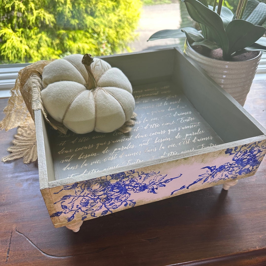 Hand Painted Toile Table Riser Farmhouse French Centerpiece Etsy