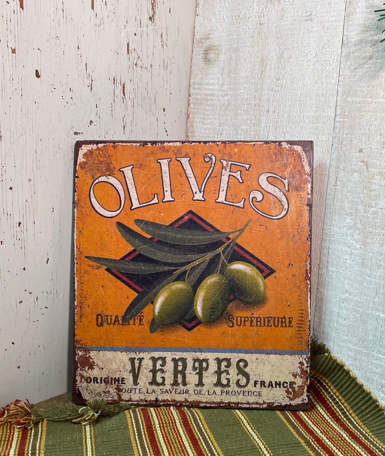 Vintage Style Olive Sign French Kitchen Decor Decoupaged - Etsy