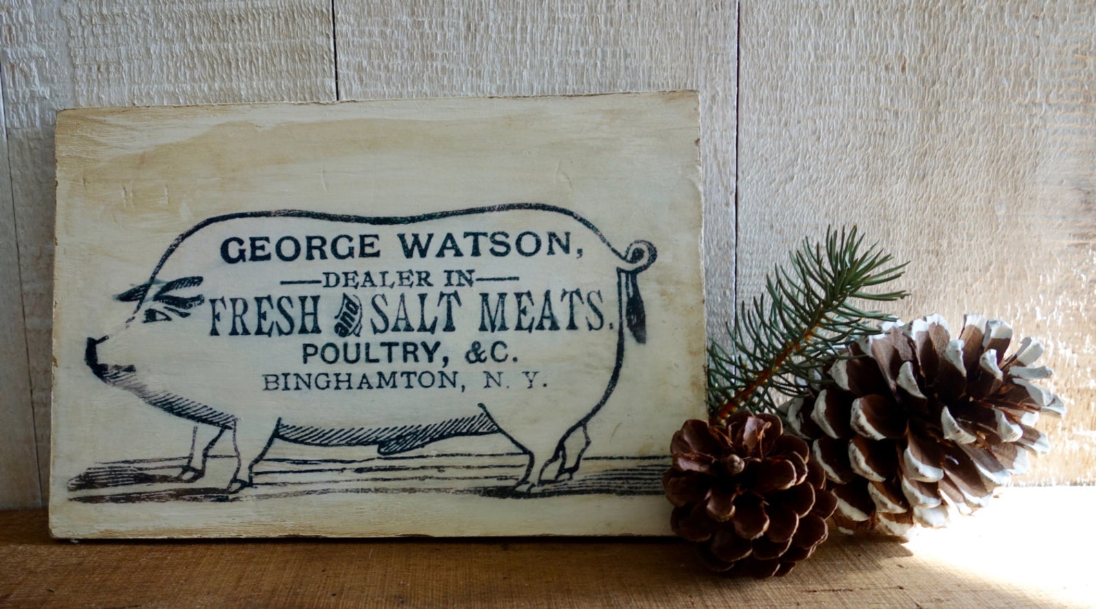 Farmhouse Kitchen Pig Sign Vintage Typography Primitive | Etsy