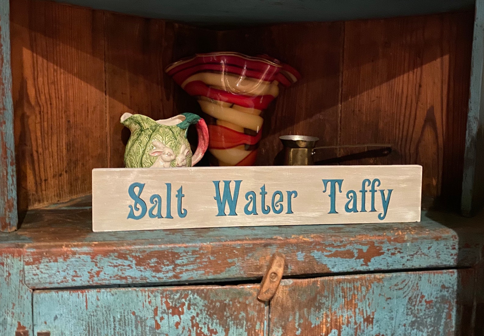 Hand-Painted Distressed Salt Water Taffy Sign Country Sign on | Etsy
