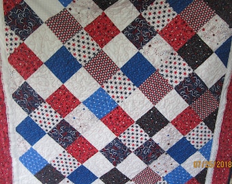 Red white blue quilt | Etsy