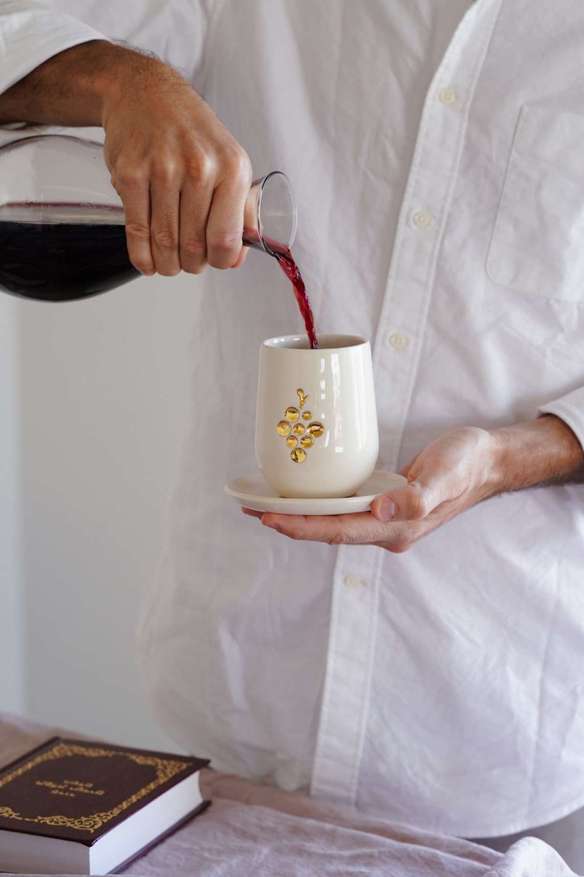 Kiddush Cup Set, Modern Ceramic Kiddush Cup, Wine Goblet Silver, Jewish ...