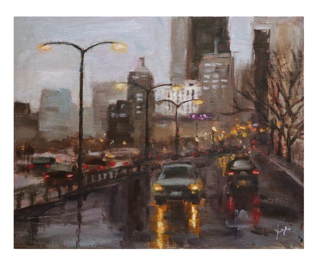Original Painting, evening Drive in Gold Coast, 8x10, Oil on Panel ...