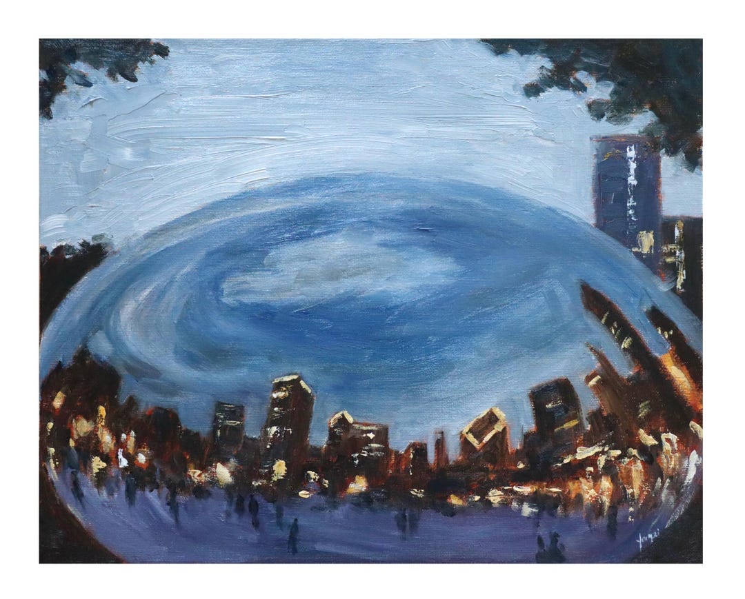Original Painting, "night Bean", 8"x10", Oil on Panel, Chicago Oil ...