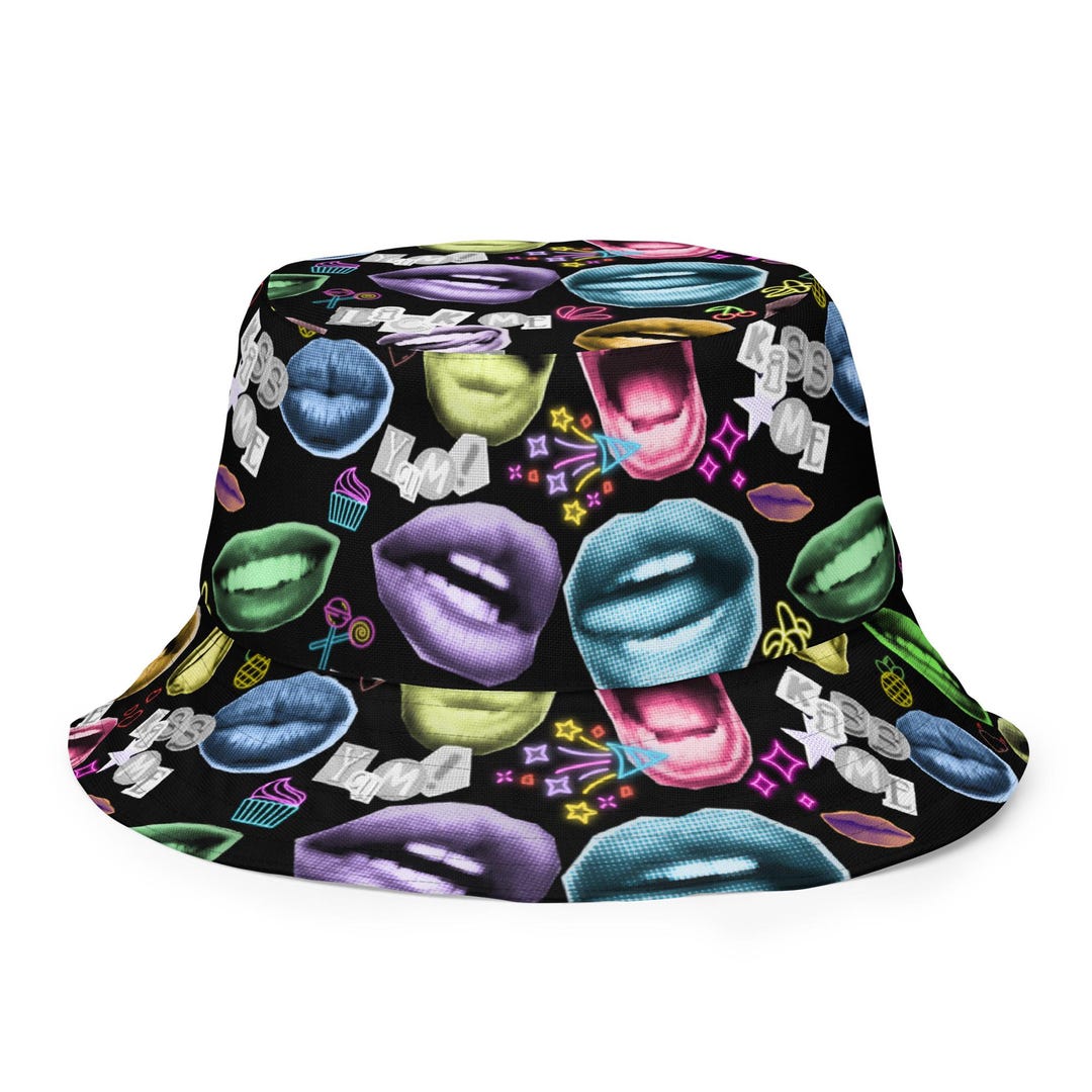 Mouthy Read My Lips Reversible Bucket Hat 90s Style Rave Hat W ...