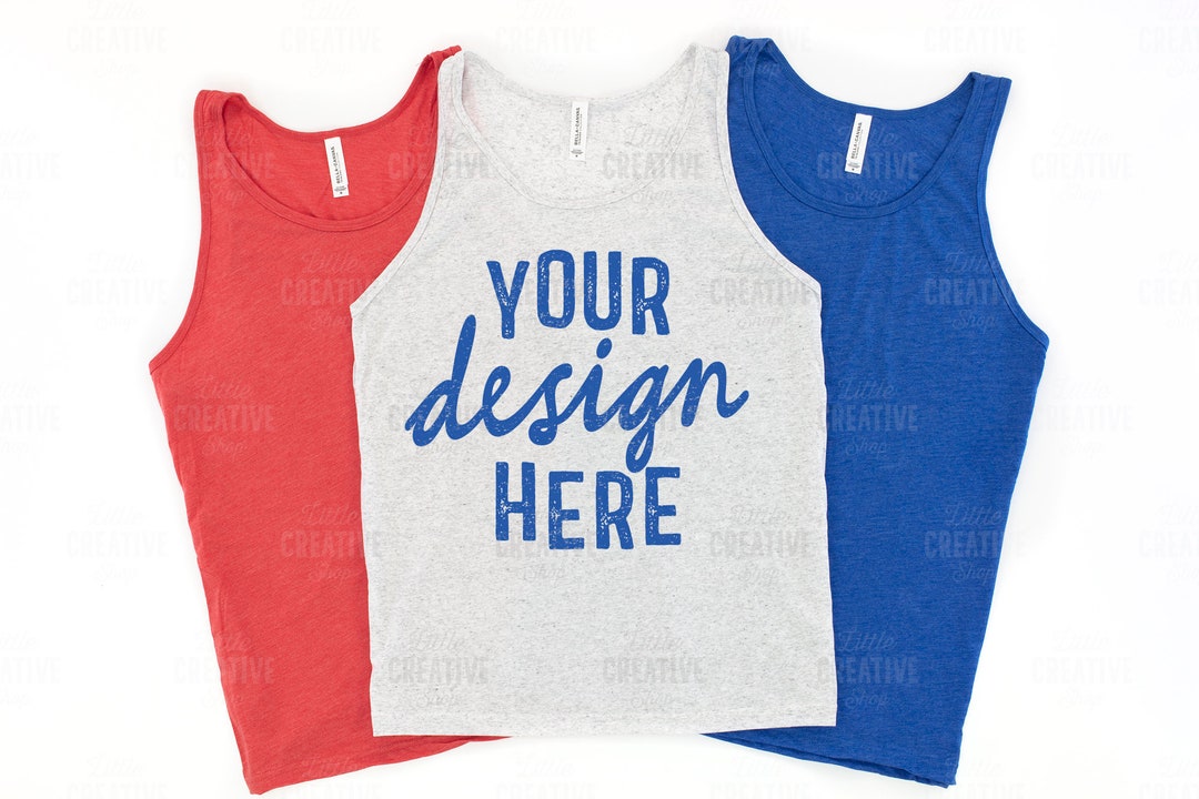 MOCKUP Heather Red, True Royal Blue, White Fleck Bella Canvas Tank Top ...