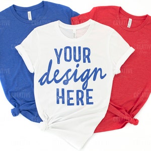 MOCKUP - Heather Red / True Royal Blue / White Bella Canvas 3001 July ...