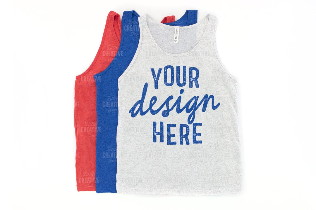 MOCKUP Heather Red, True Royal Blue, White Fleck Bella Canvas Tank Top ...