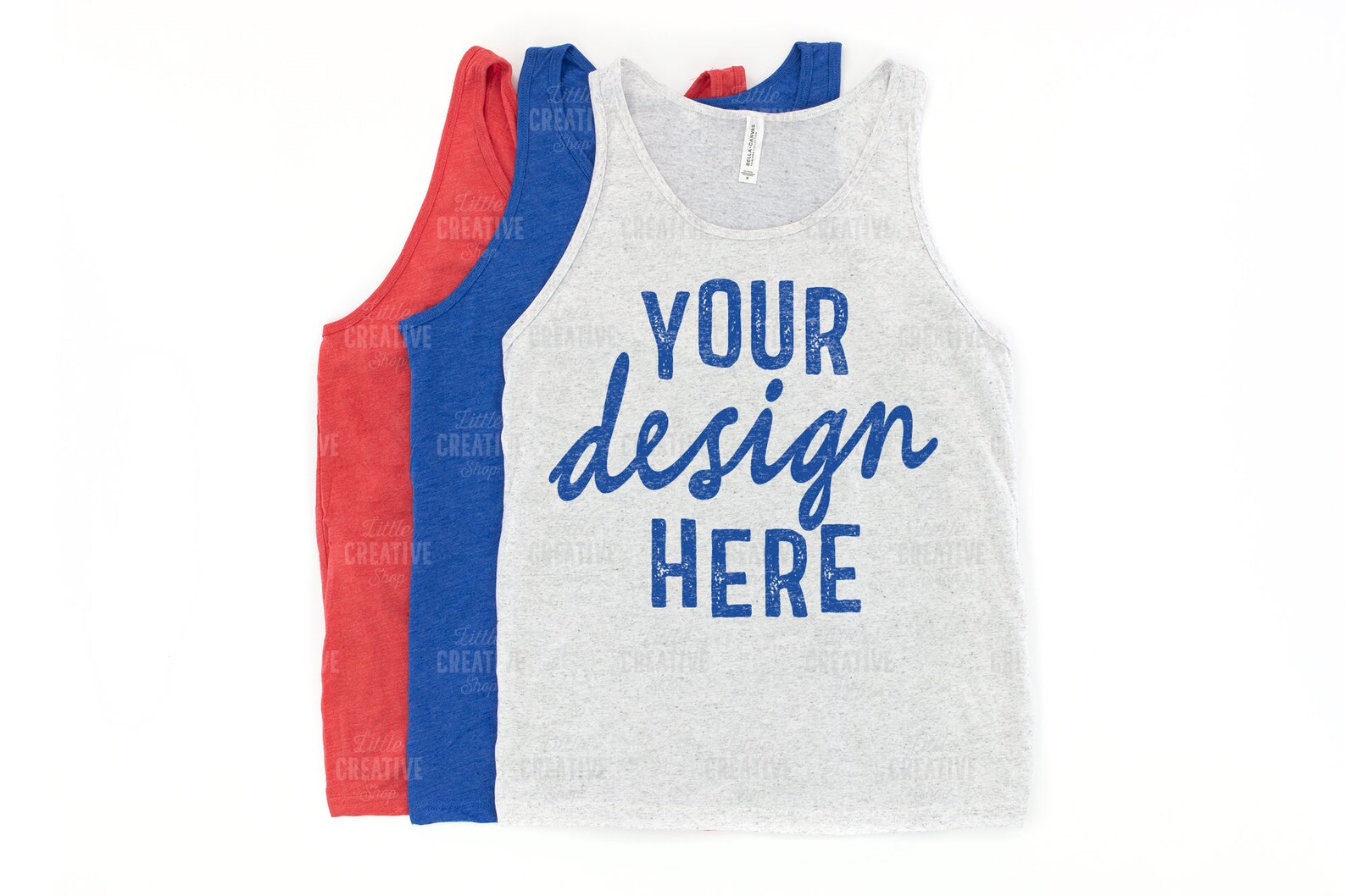 MOCKUP - Heather Red, True Royal Blue, White Fleck Bella Canvas Tank ...