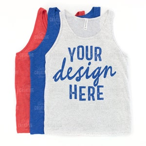 MOCKUP - Heather Red, True Royal Blue, White Fleck Bella Canvas Tank ...