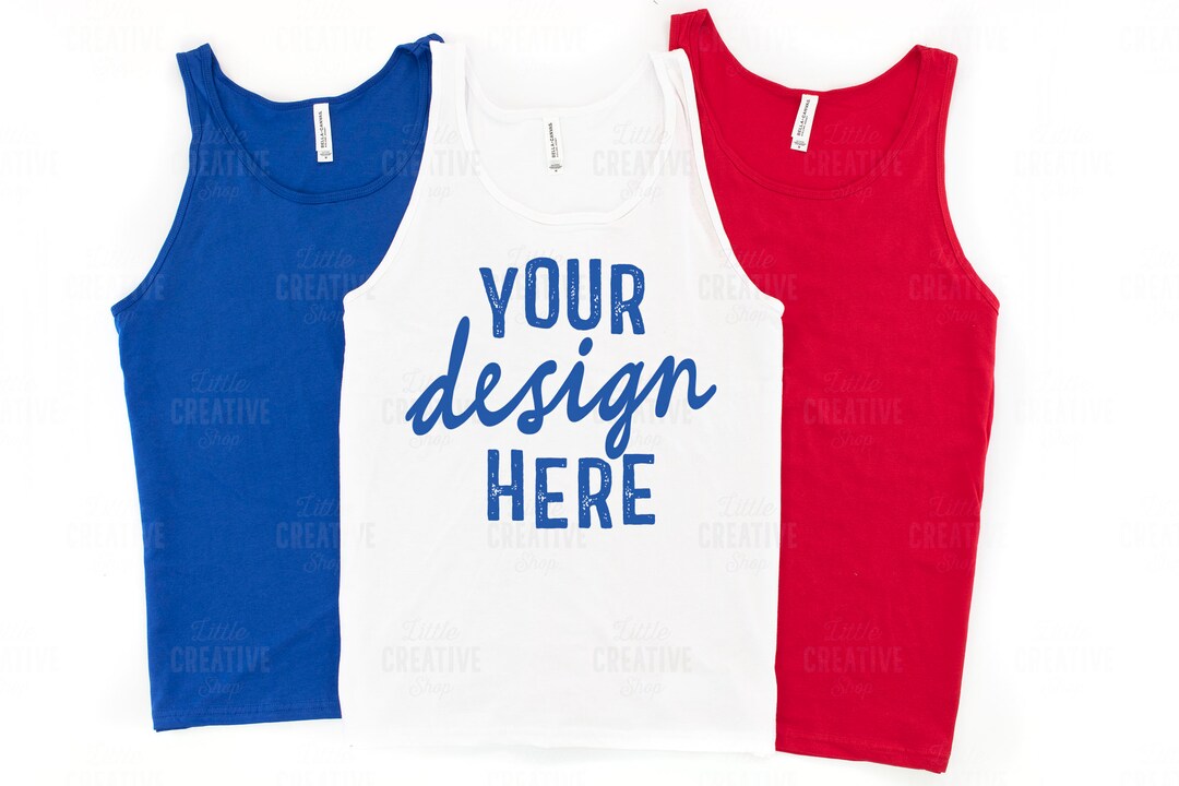 MOCKUP Red / True Royal Blue / White Bella Canvas Tank Top 3480 July ...