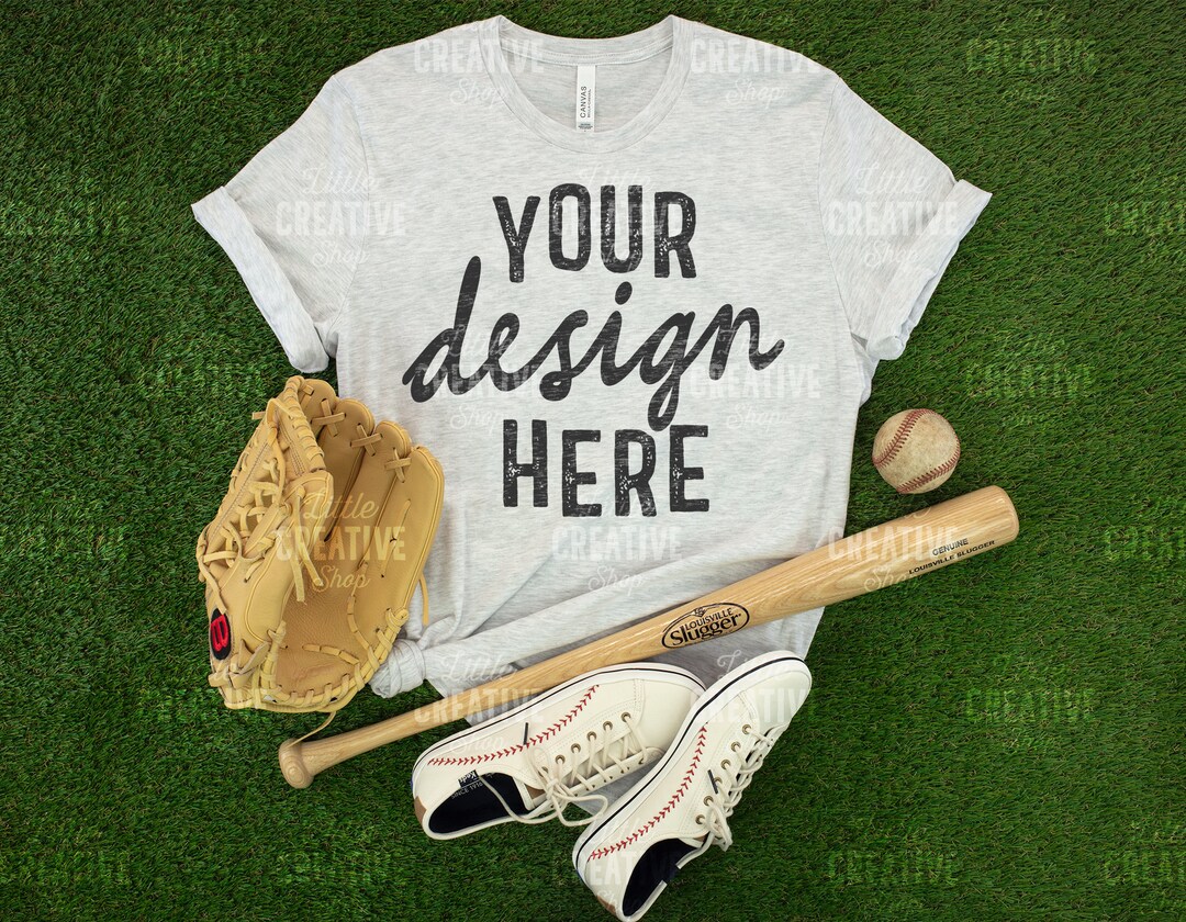 Bella Canvas 3001 Ash White Shirt Mockup – Baseball Theme (JPEG) - Etsy