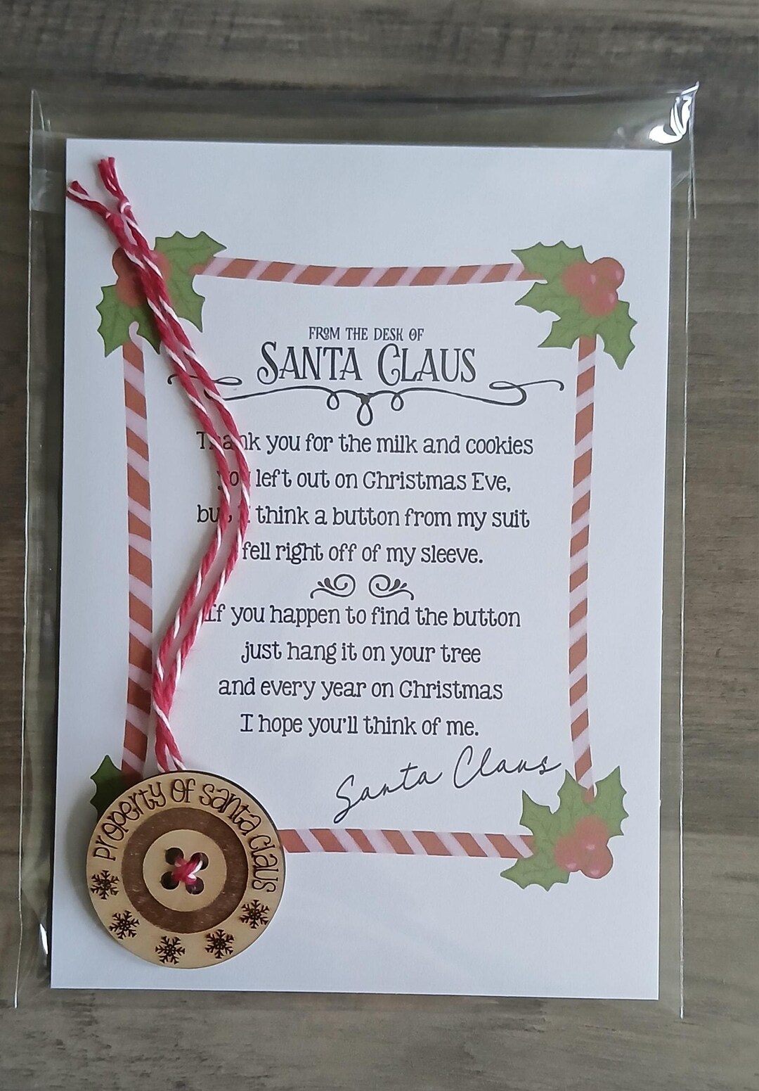 Santa Claus Lost Wood Button and Letter Ornament - Etsy