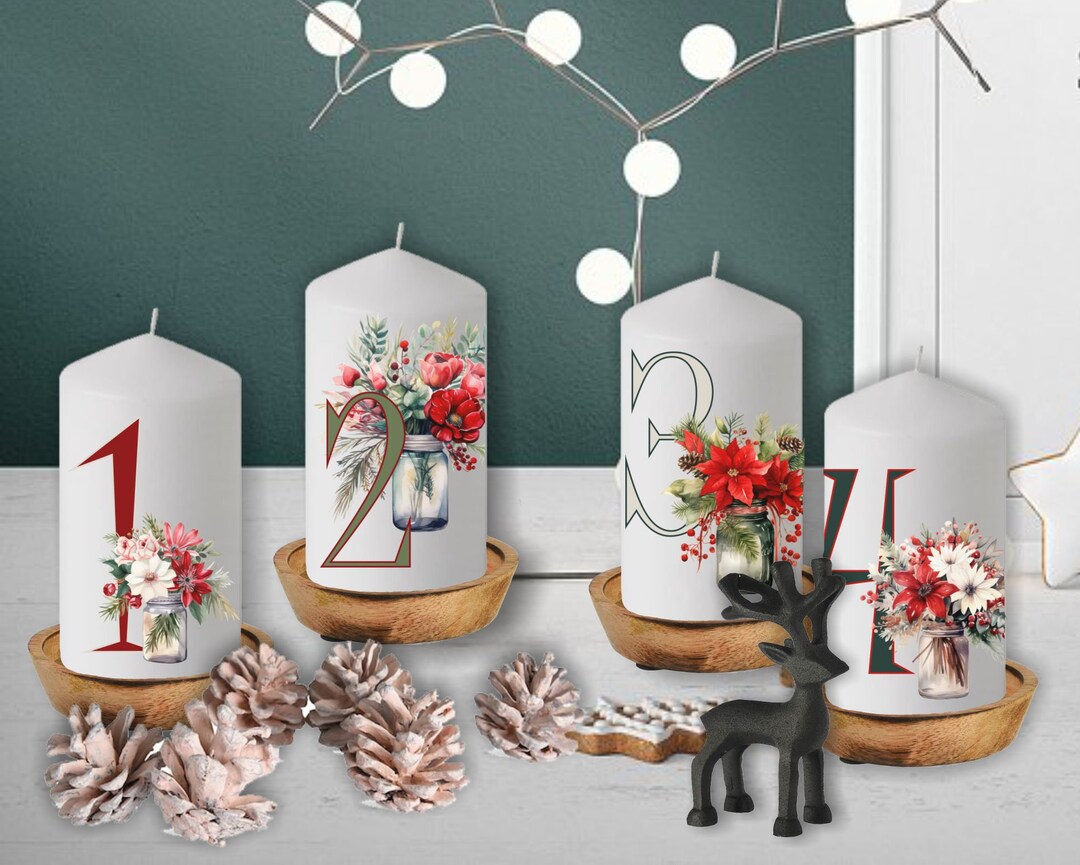 Modern Advent Candles With Numbers Set of 4 Advent Wreath Candles ...