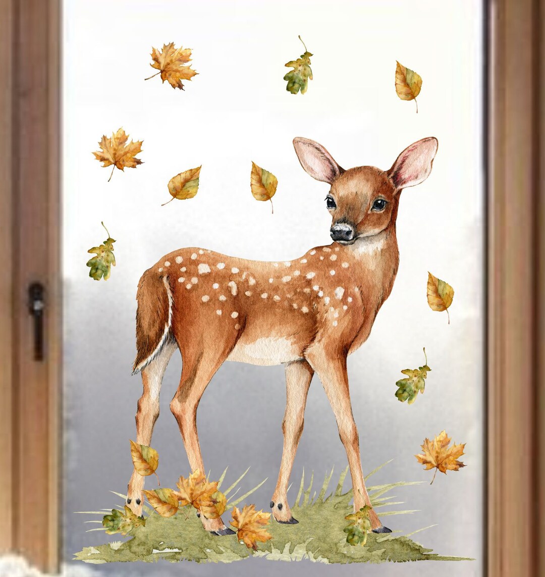 Window Picture Window Sticker Window Decal Reusable Autumn Forest ...