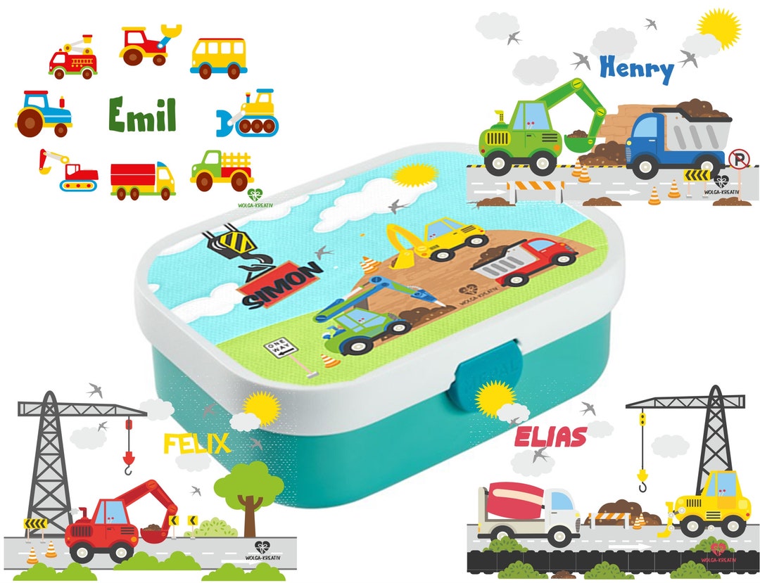 Personalized Mepal Campus Lunch Box With Name Car Excavator Truck ...