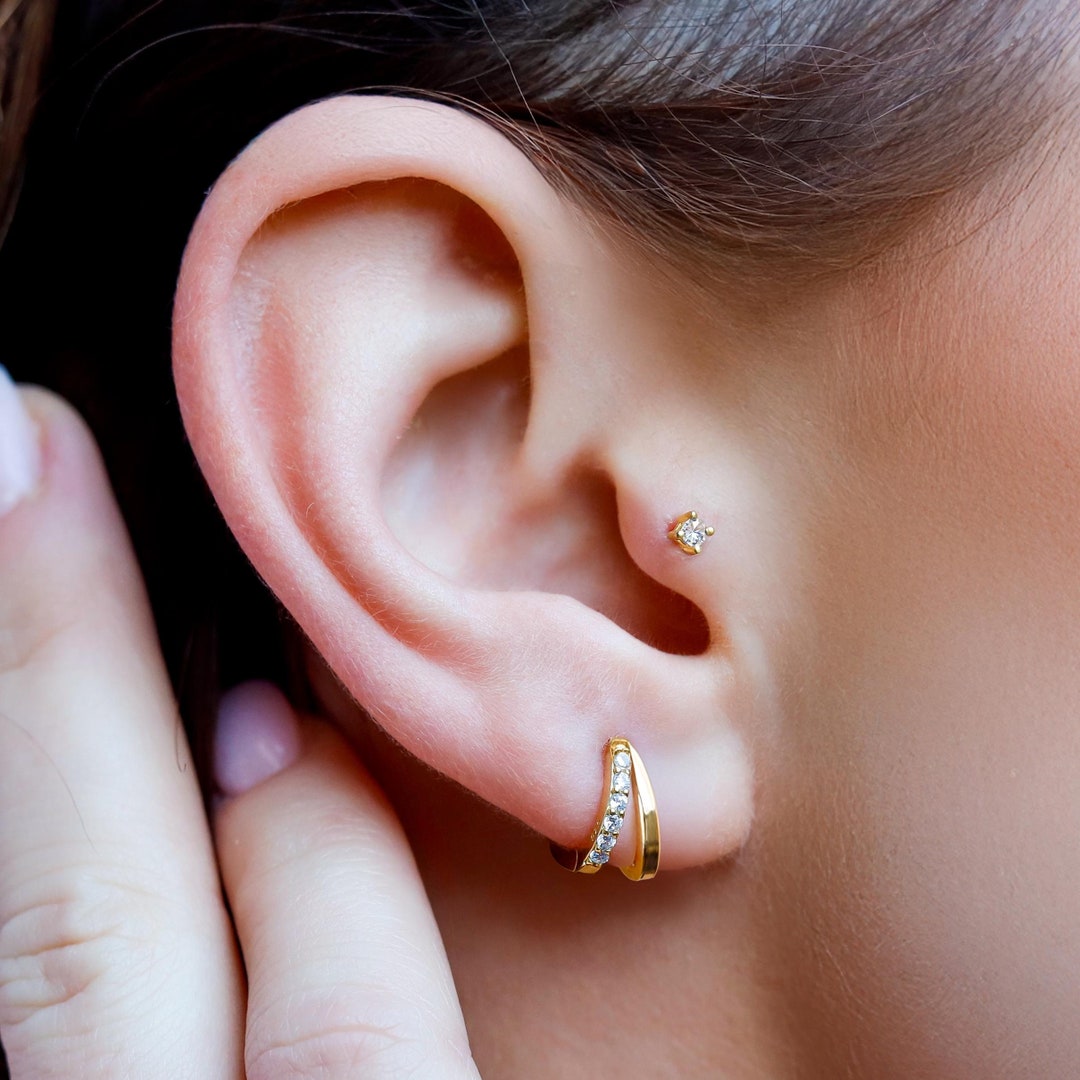 Huggie Hoop Earrings • Gold Helix Hoop • Cartilage Hoop • Hoop Earrings ...