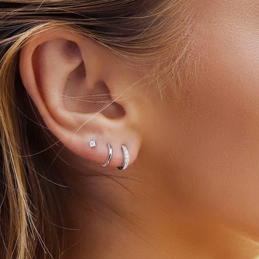 Huggie Hoop Earrings Set of 3 Earrings Cartilage Hoop Hoop Earrings ...