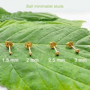 Small Stud Earrings Tiny Gold Stud 18K Gold Stud 1.5mm 2mm - Etsy UK
