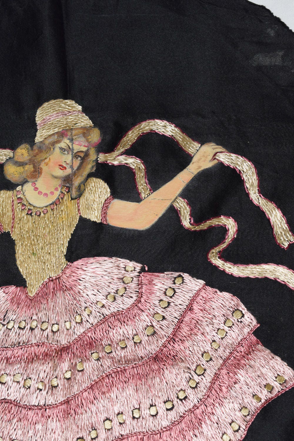 Antique Hand Painted and Silk Embroidered Dancing Woman - Etsy