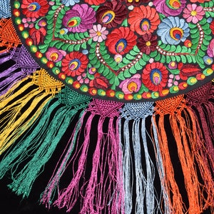 Rustic Vintage Hungarian Silk Matyo Floral Embroidered Round Tablecloth ...