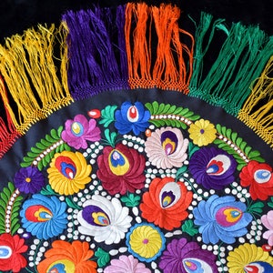 Rustic Hand Made Vintage Hungarian Silk Matyo Floral Embroidered Round ...