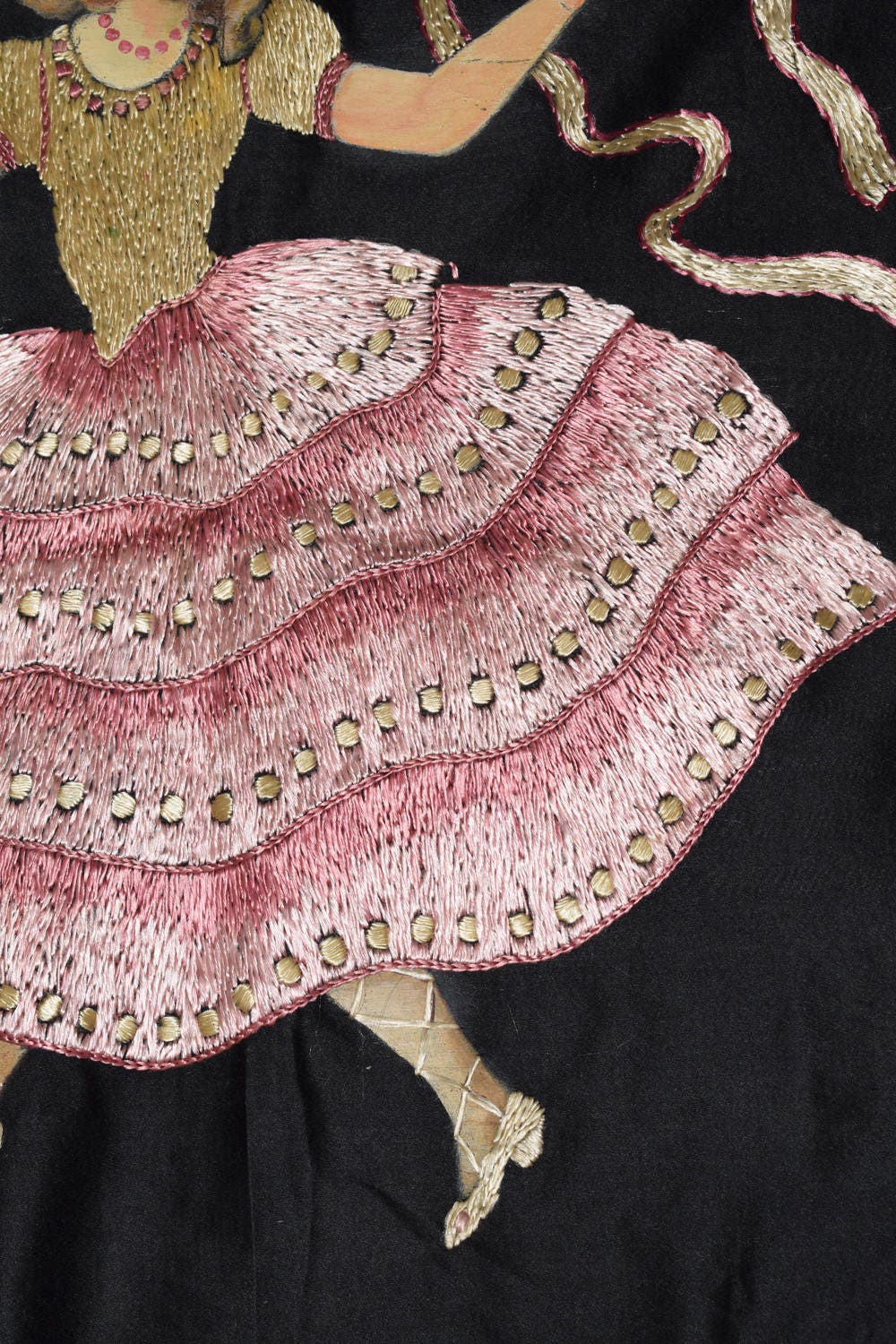 Antique Hand Painted and Silk Embroidered Dancing Woman - Etsy