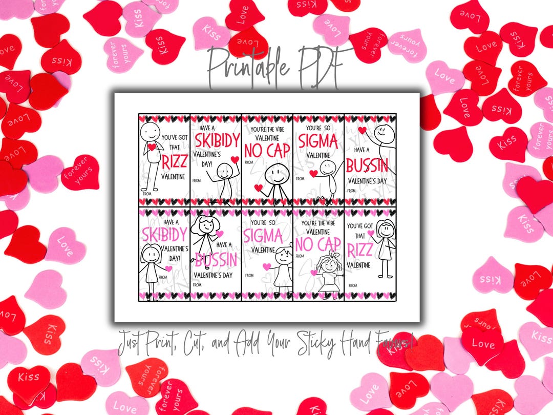 PRINTABLE Valentines Day Card, Funny Classroom Valentine, Slang Kids ...