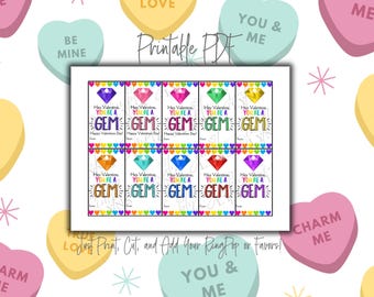 Printable Valentine Card, Ring Pop Valentine Card, Printable Classroom ...