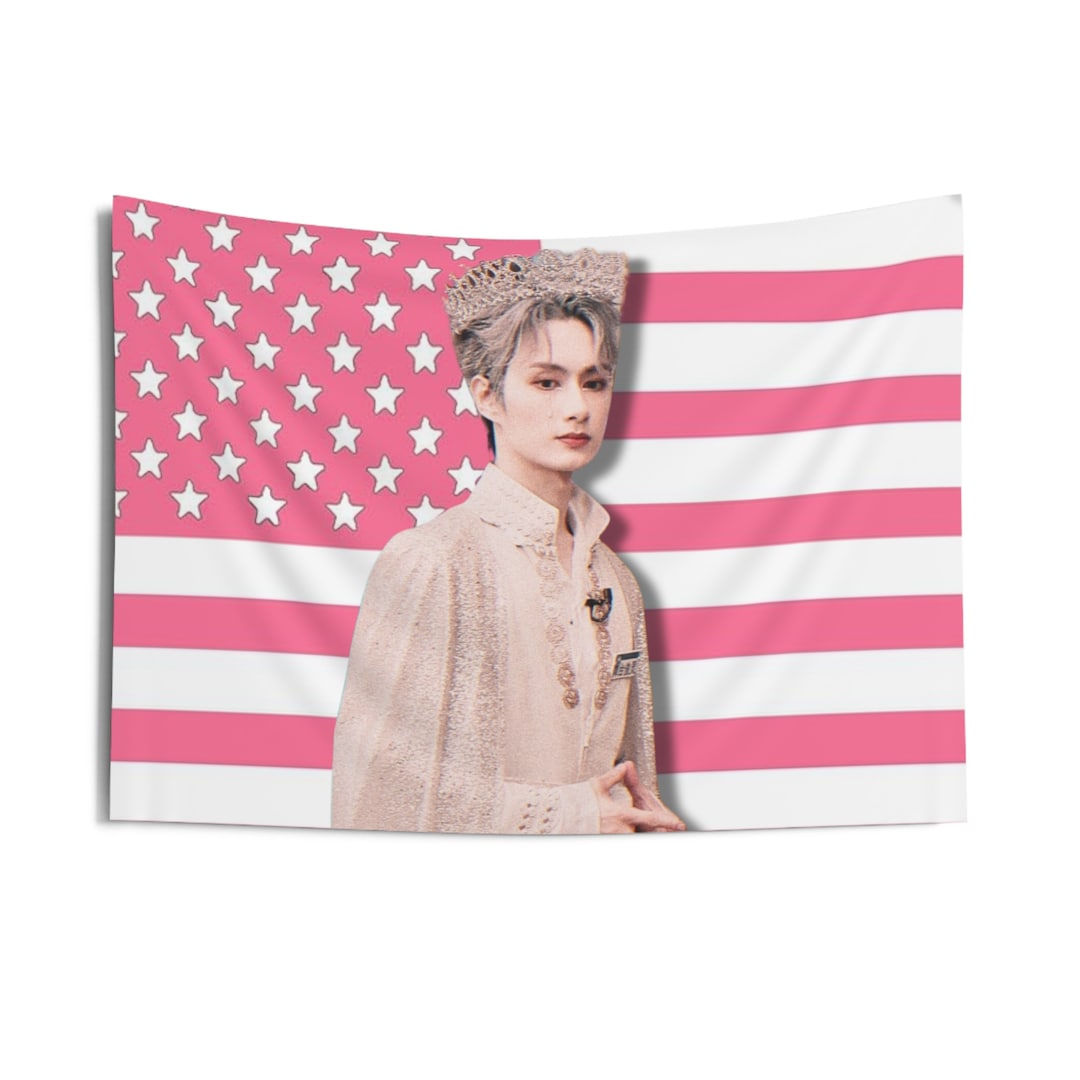 SEVENTEEN JUN Prince Princess Pink K-pop USA Flag Banner Wall Tapestry ...