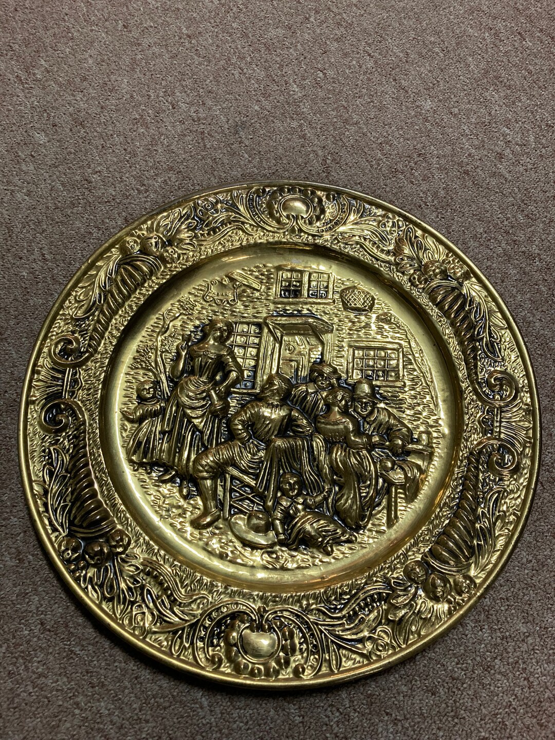 Brass Wall Plate Vintage Colonial Style Wall Hanging English - Etsy