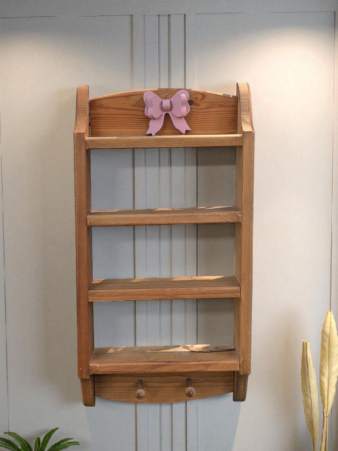 Primitive Wooden Wall Shelf Hanging Shelf Shadow Box Heart Cut Out ...