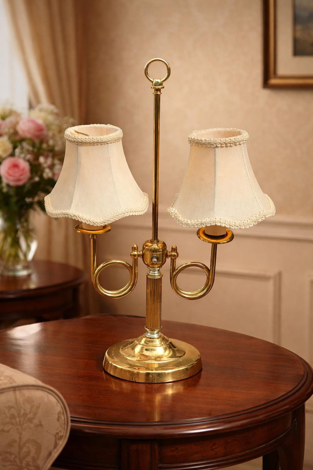 Vintage Brass Alsy Bouillotte Lamp: French Horn Style Candelabra ...